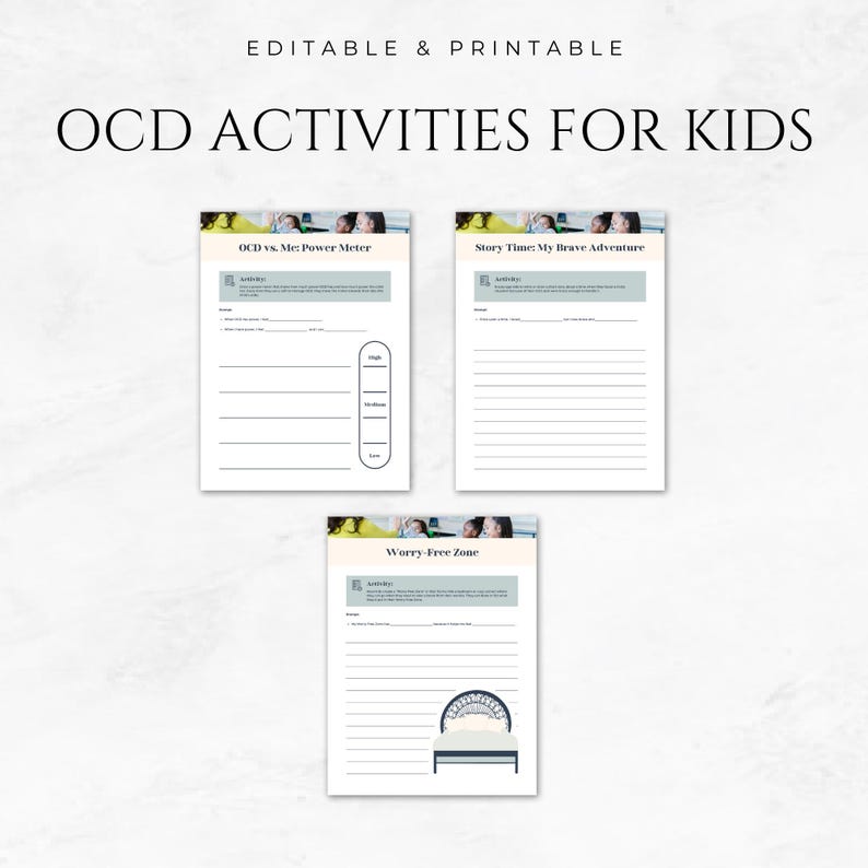 OCD Activities for Kids Template Printable Child Anxiety Management OCD ...