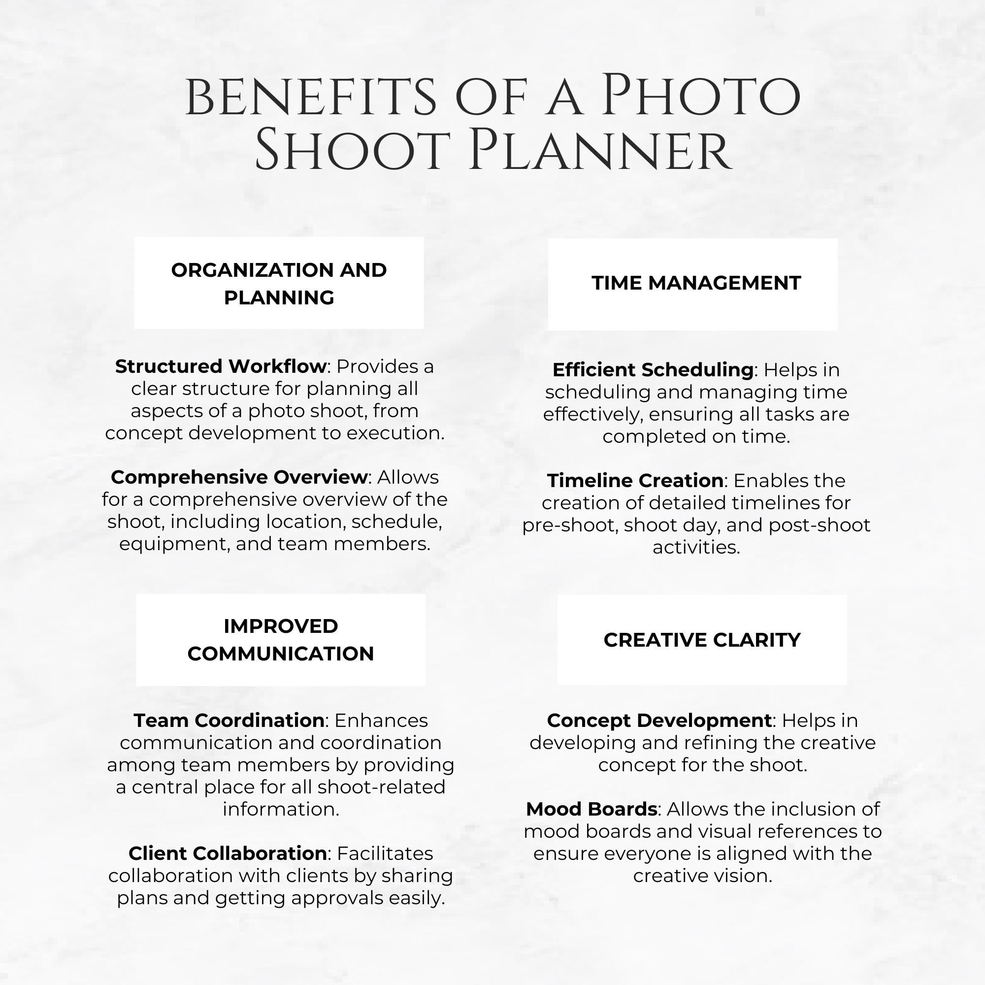 Photo Shoot Planner Template Photography Planner Photographer Planner ...