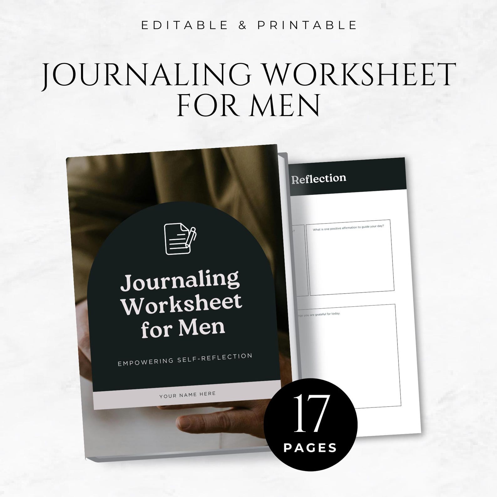 Journaling Worksheet for Men Template Printable Self-reflection ...
