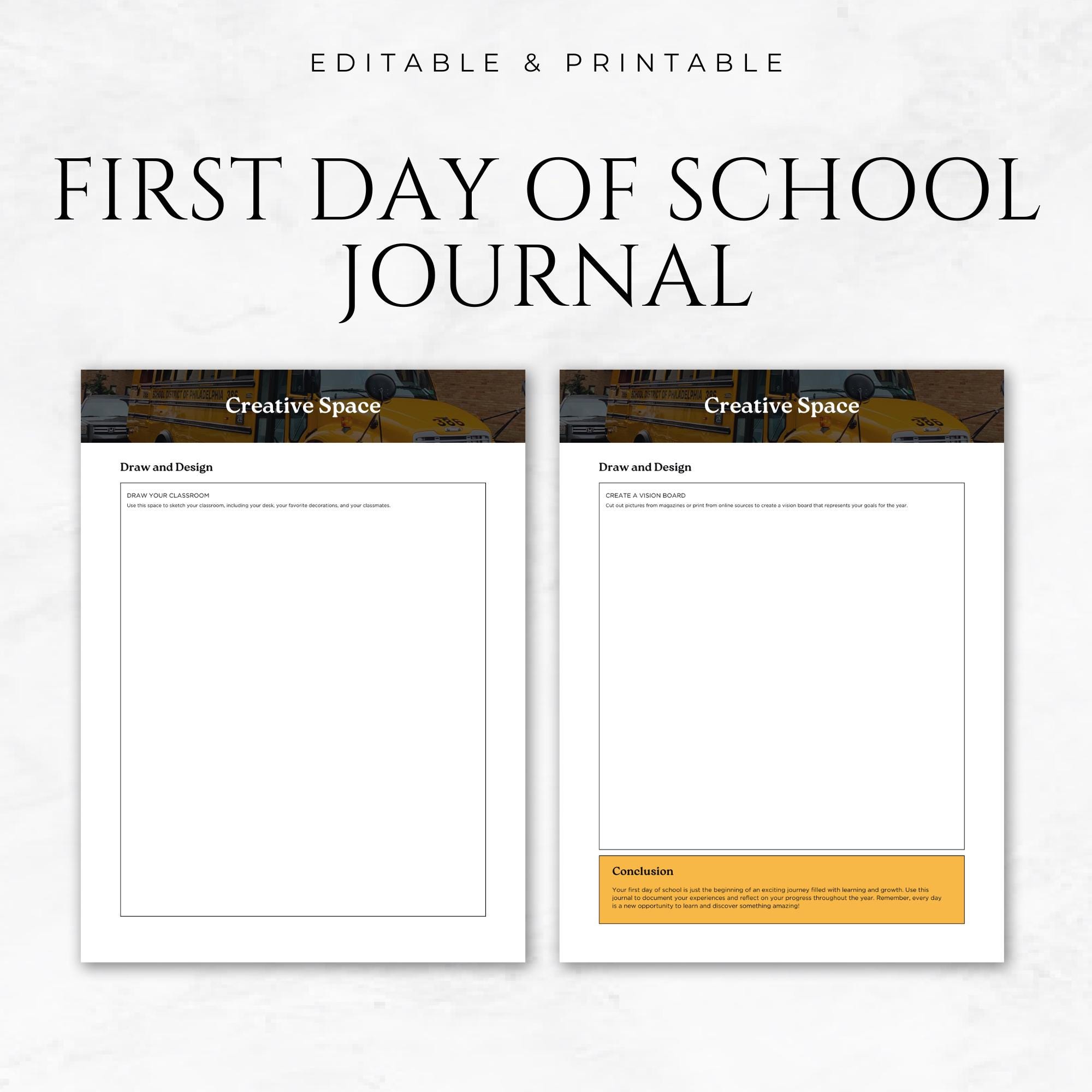 First Day of School Journal Template Back to School Keepsake School ...