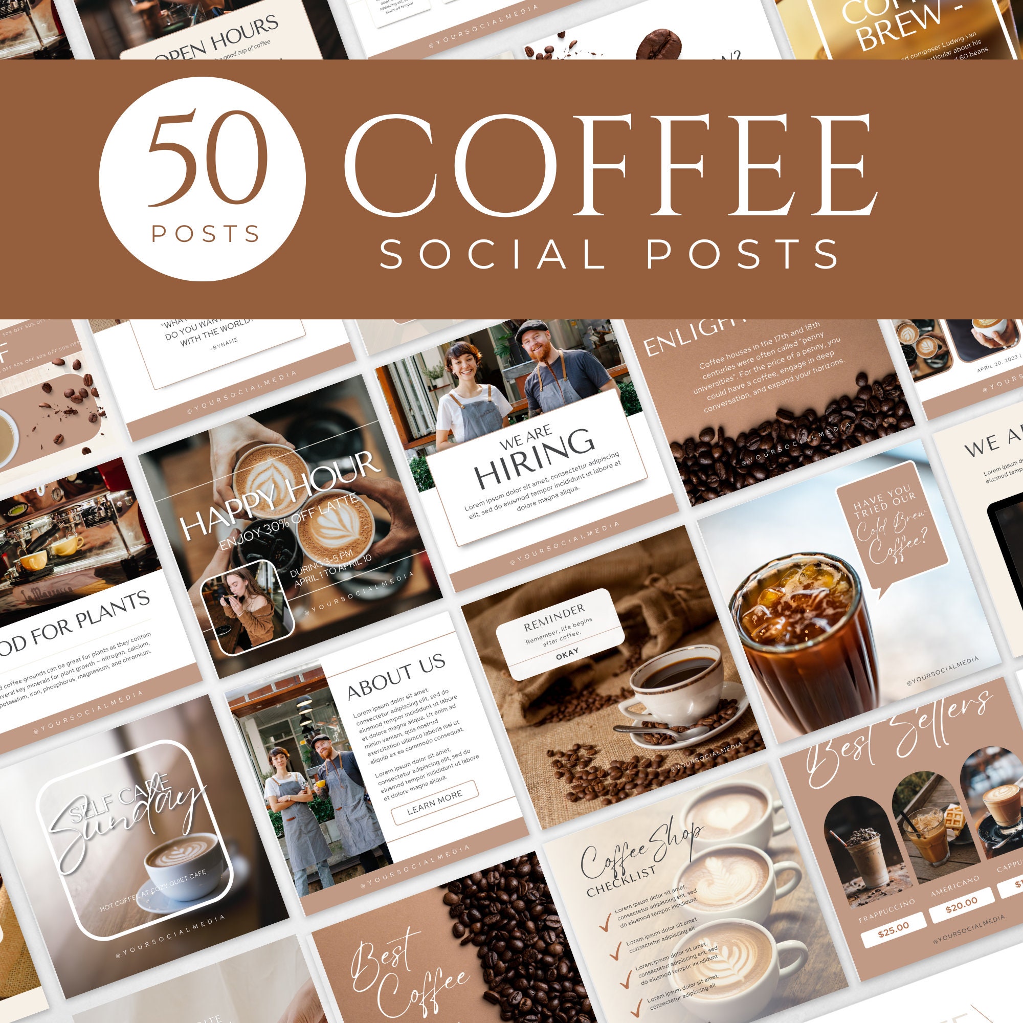 Coffee Shop Instagram Templates Coffee Social Media Template Cafe ...