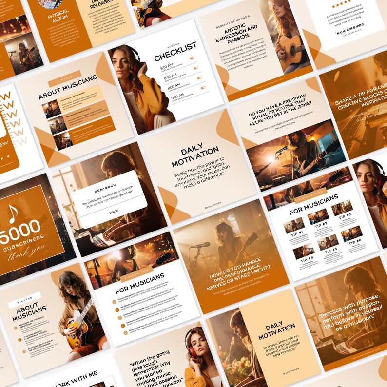 Musician Instagram Templates Musician Content Posts Musician Templates ...