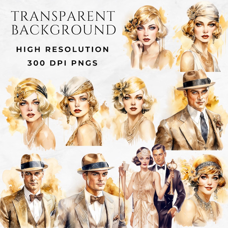 Gatsby Clipart Pack 1920s Clipart Great Gatsby Party Graphics Vintage ...