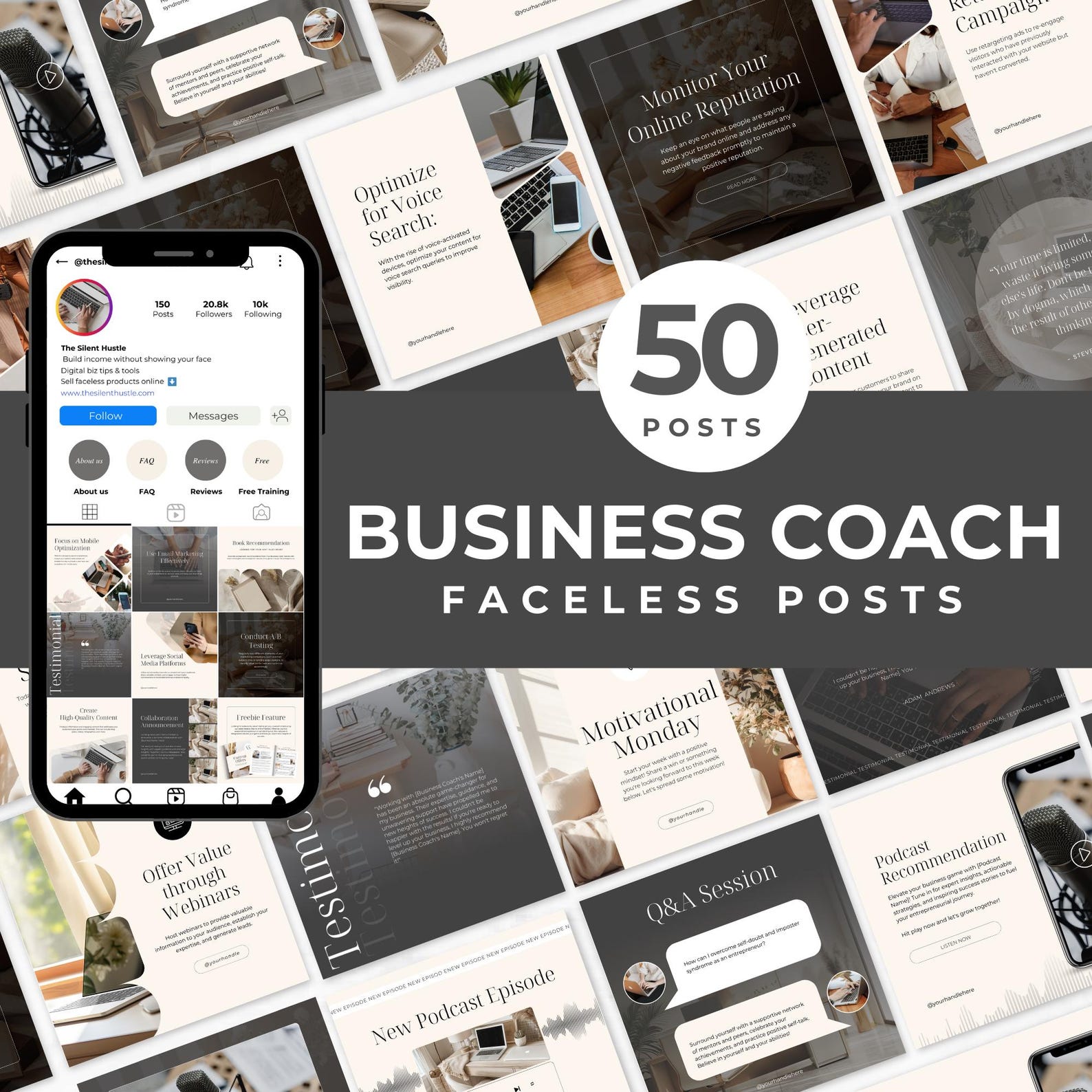 Faceless Instagram Posts Templates for Business Coaches Faceless ...