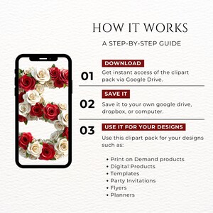 Rose Numbers Clipart Red Rose Clipart White Rose Clipart Floral Numbers ...