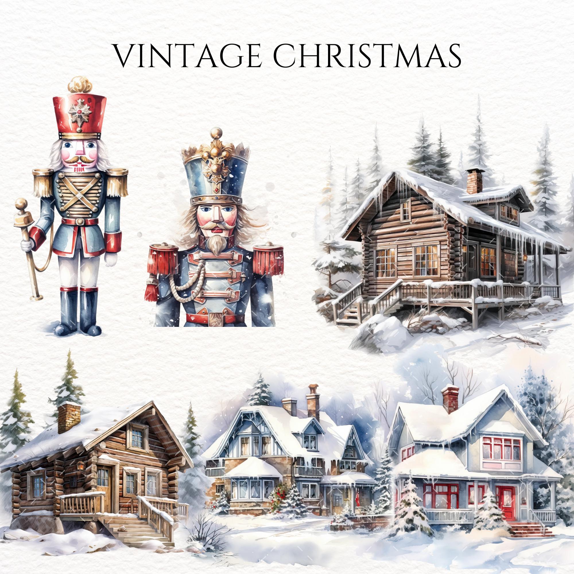 Vintage Christmas Clipart Retro Old Fashioned Christmas Graphics ...