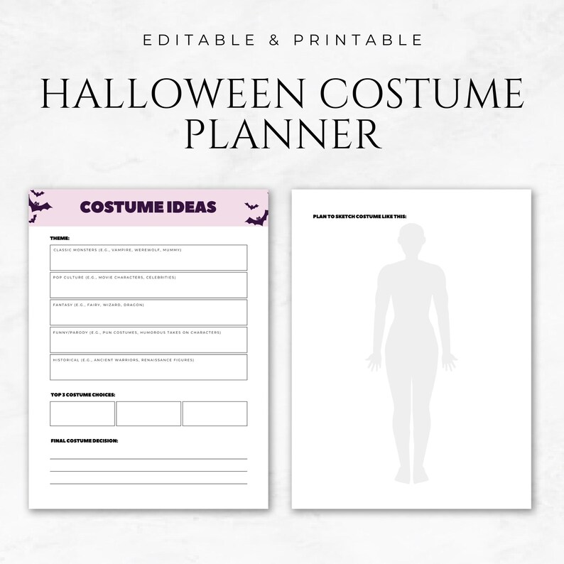 Halloween Costume Planner Printable DIY Costume Planner Costume ...