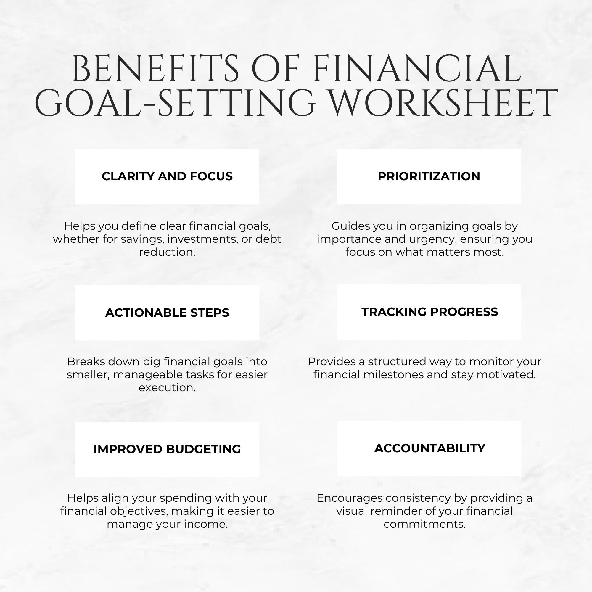 Financial Goal-setting Worksheet Template Printable Money Management ...