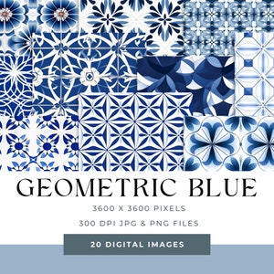 Seamless Geometric Blue Patterns Blue Abstract Patterns Blue Digital ...