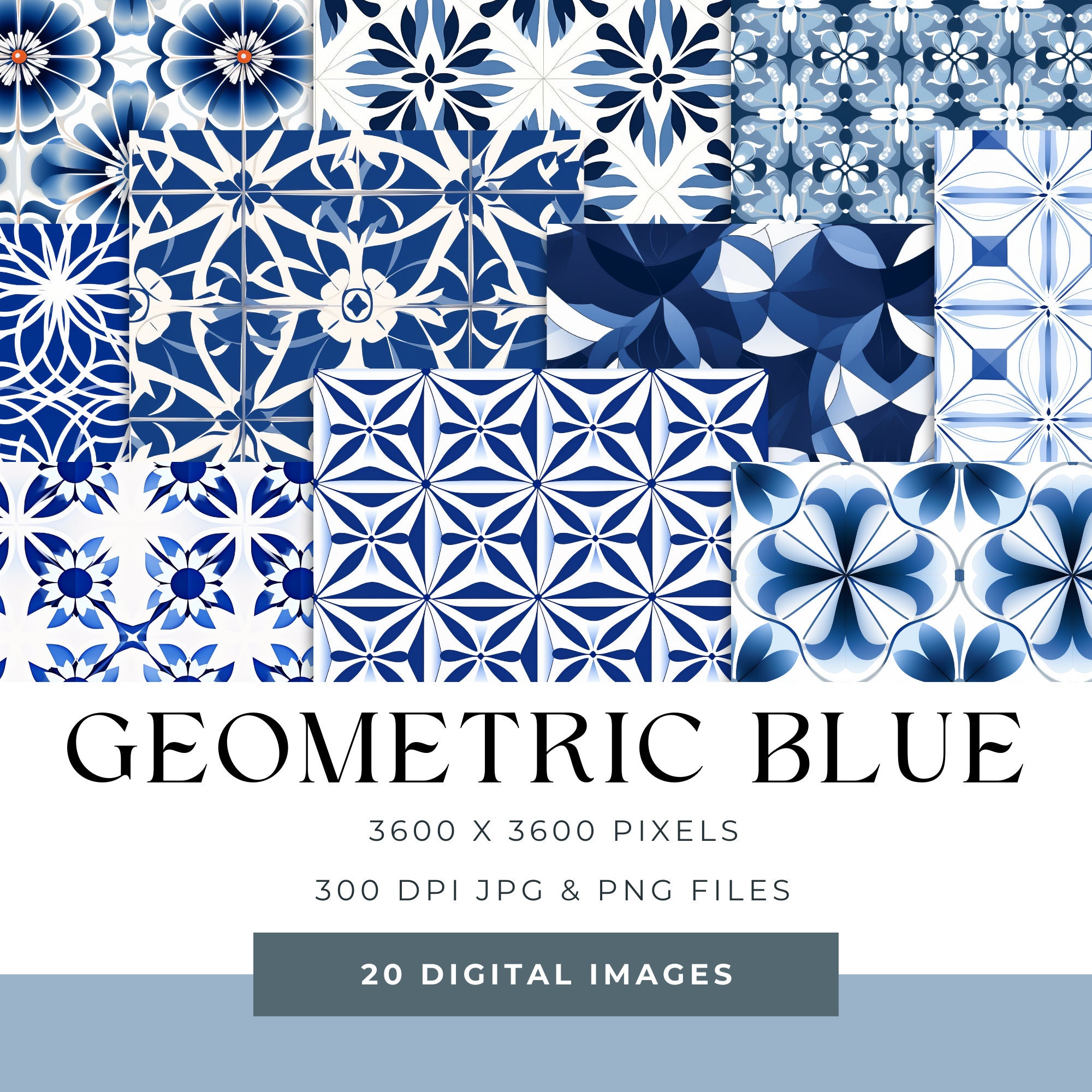 Seamless Geometric Blue Patterns Blue Abstract Patterns Blue Digital ...