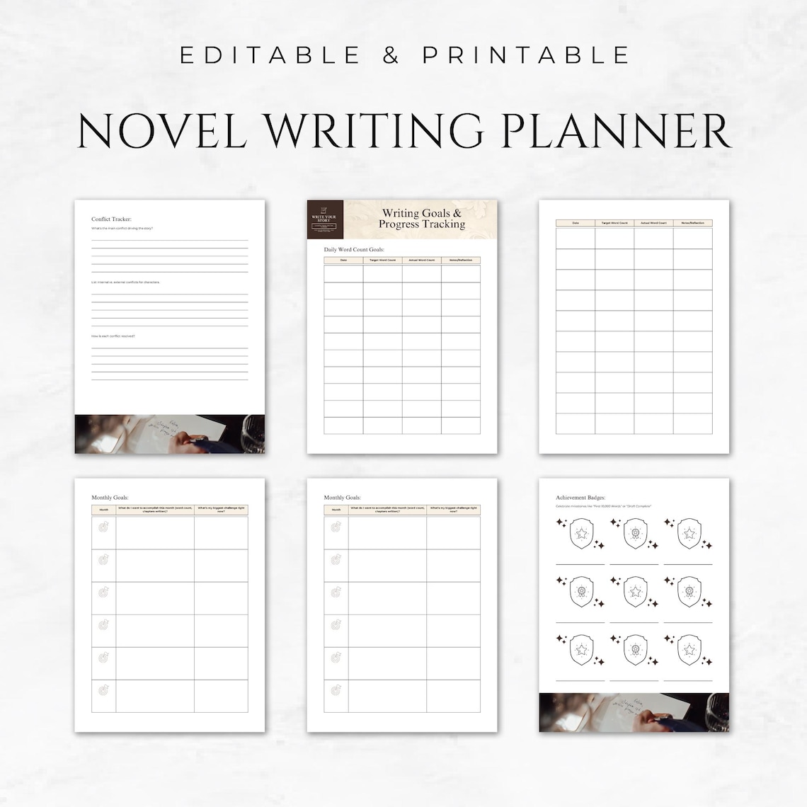 Novel Writing Planner Template Printable Character Development Author ...