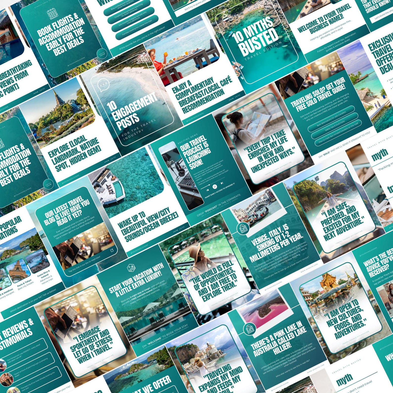 Travel Industry Instagram Posts Templates Travel Agency Social Media ...