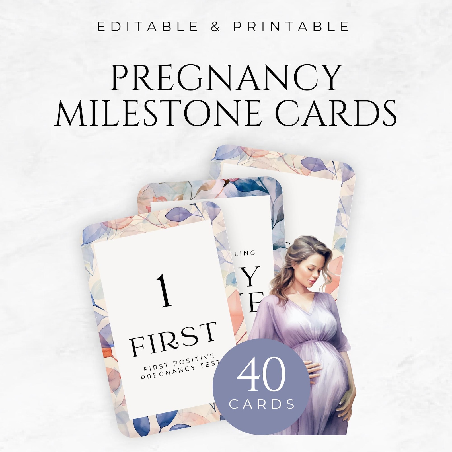 Pregnancy Milestone Cards Editable Pregnancy Milestone Digital Cards ...