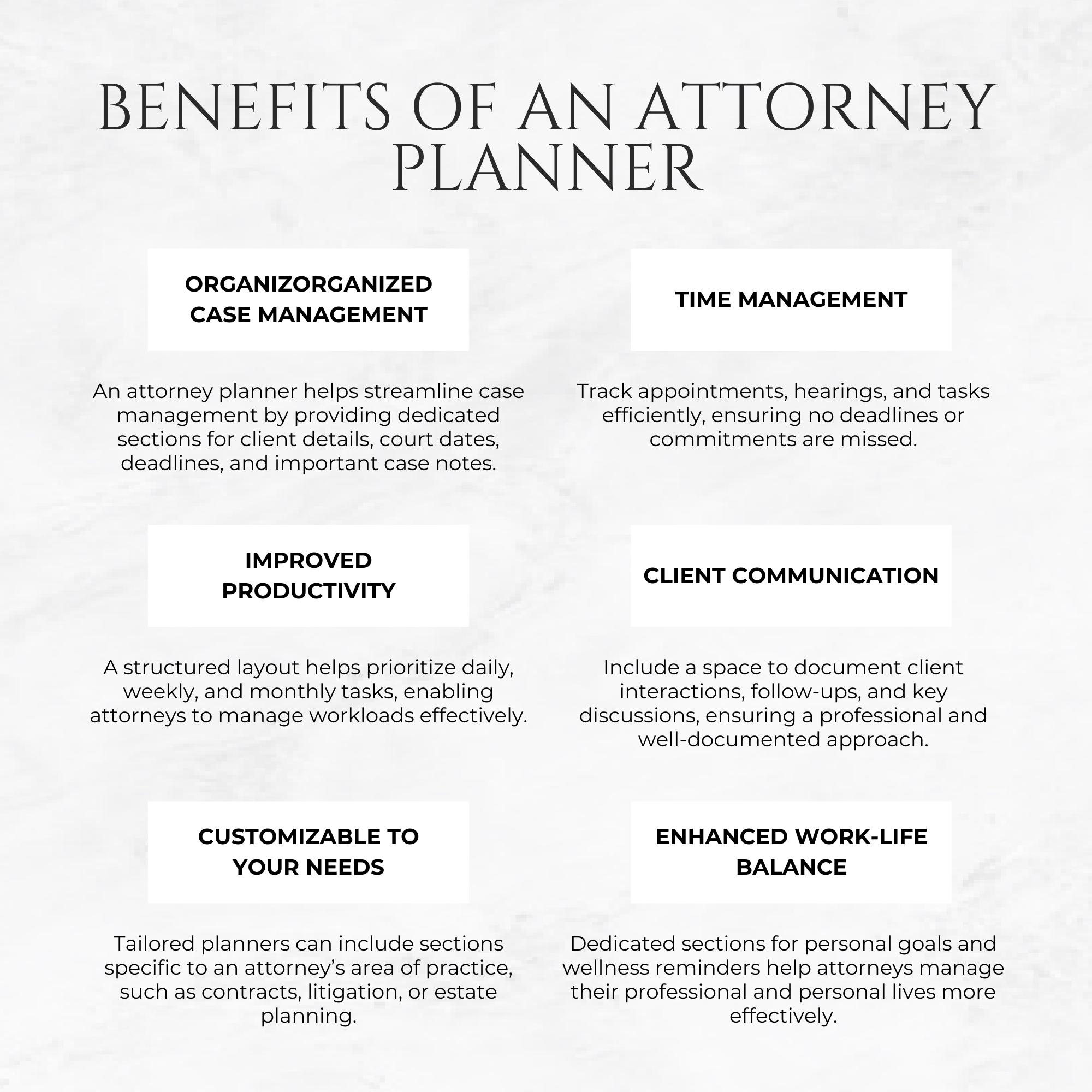 Attorney Planner Template Printable Lawyer Planner Law Office Planner ...