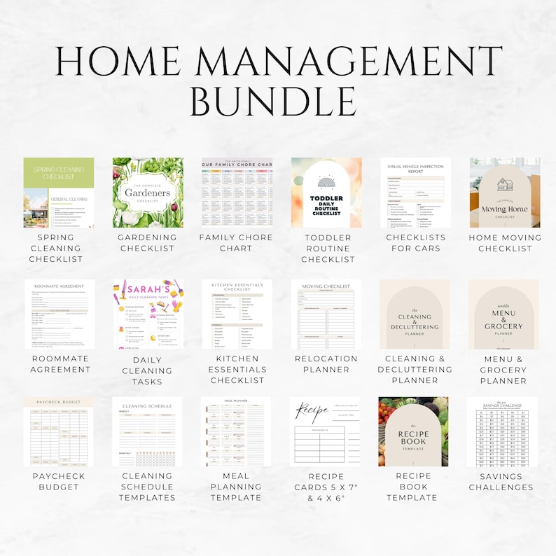 Home Management Templates Household Organizer Printables Family Chore ...