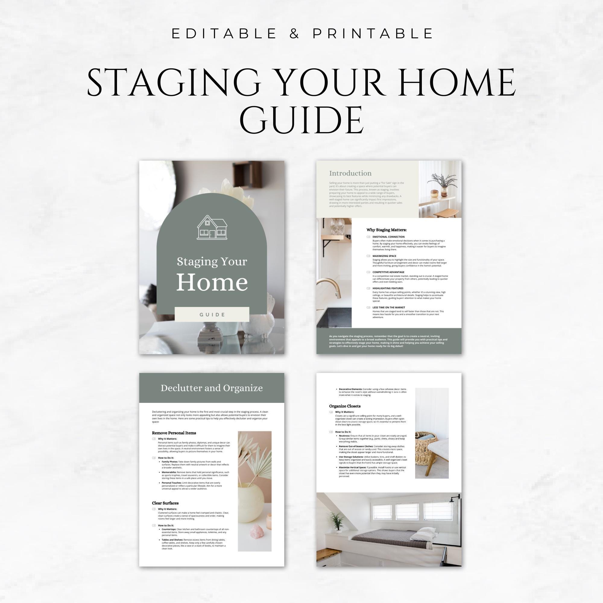 Staging Your Home Guide Template Printable DIY Home Staging Real Estate ...