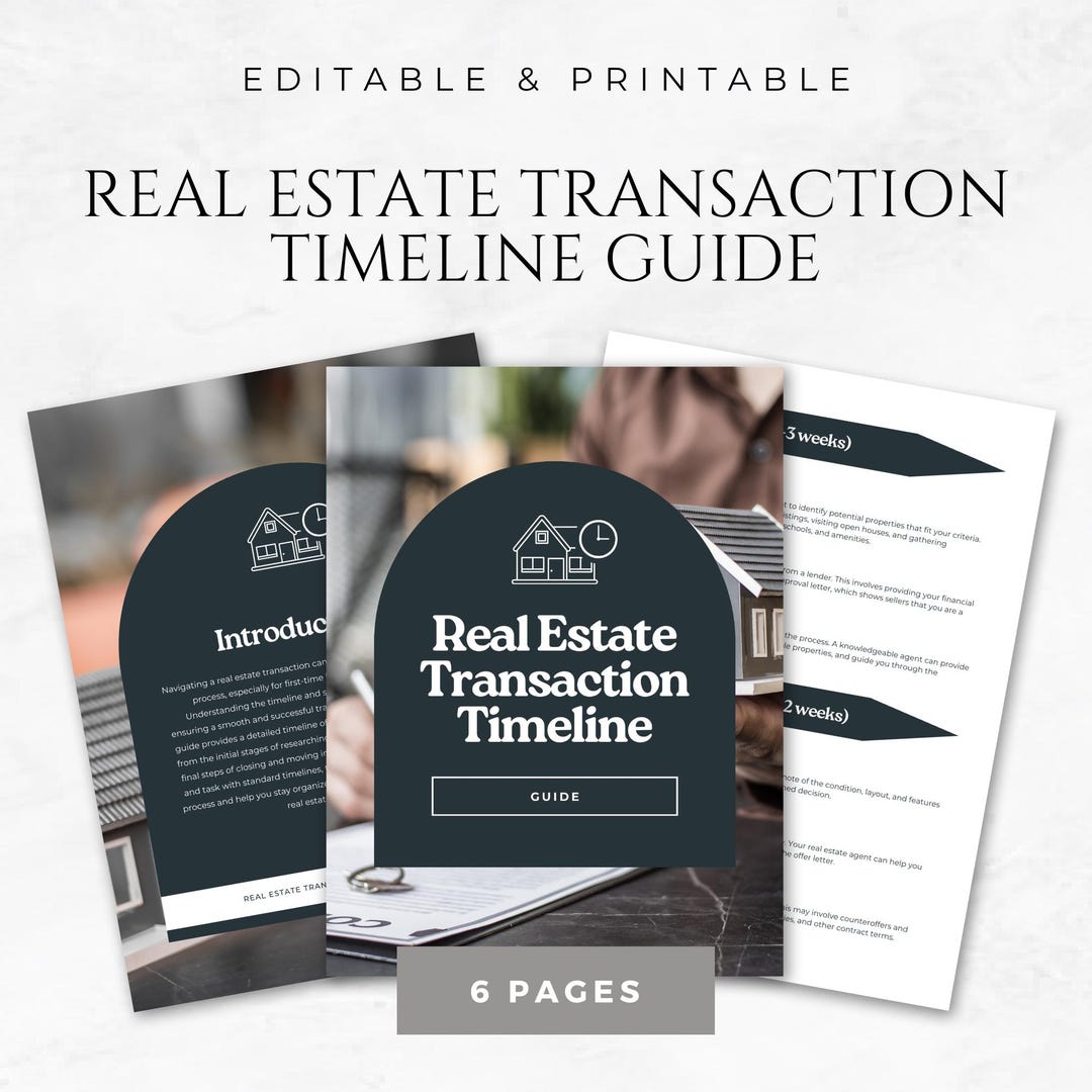 Real Estate Transaction Timeline Guide Template Printable Home Buying ...