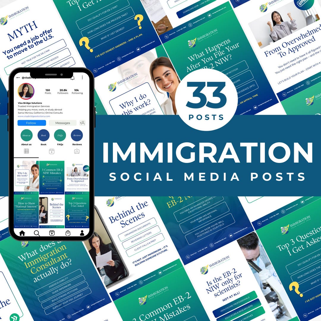 Immigration Social Media Posts Templates Visa Consultant Instagram ...