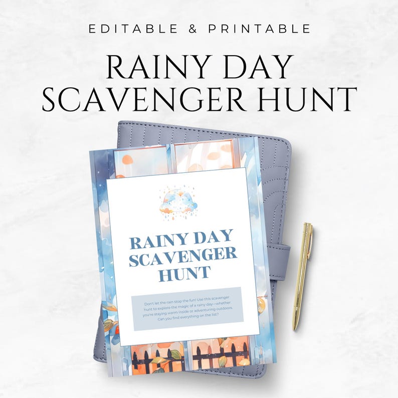 Rainy Day Scavenger Hunt Template Printable Indoor Kids Scavenger Hunt ...