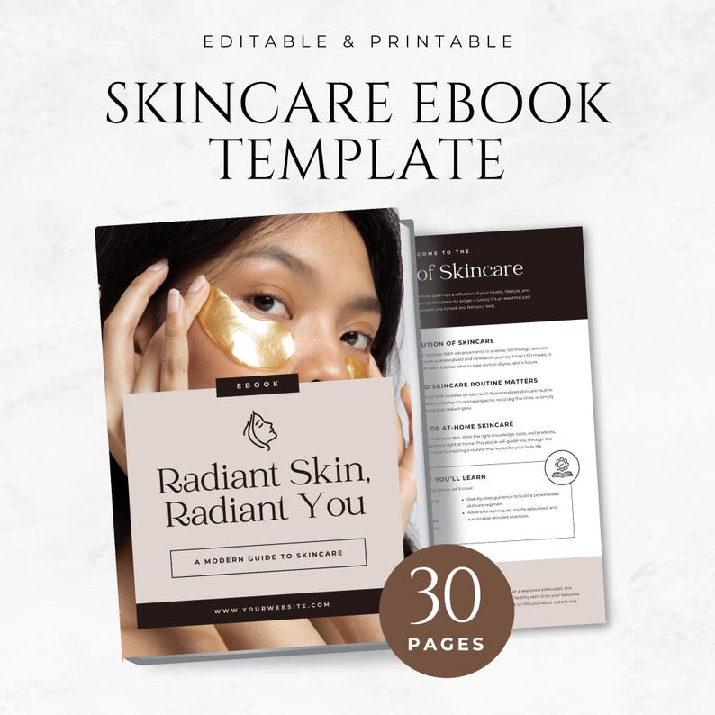 Skincare Ebook Template Printable Beauty Ebook Guide Skincare Routine ...