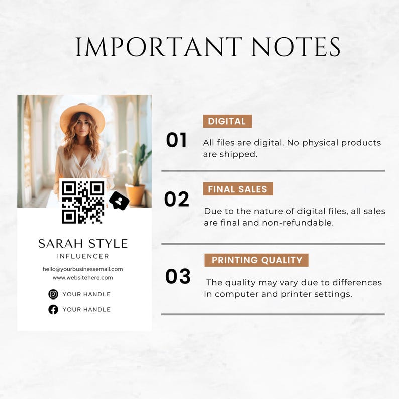 Influencer Business Card With Barcode Editable Influencer Business Card ...
