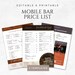 Mobile Bar Price List Template Drink Menu Editable Menu Cocktail Menu ...