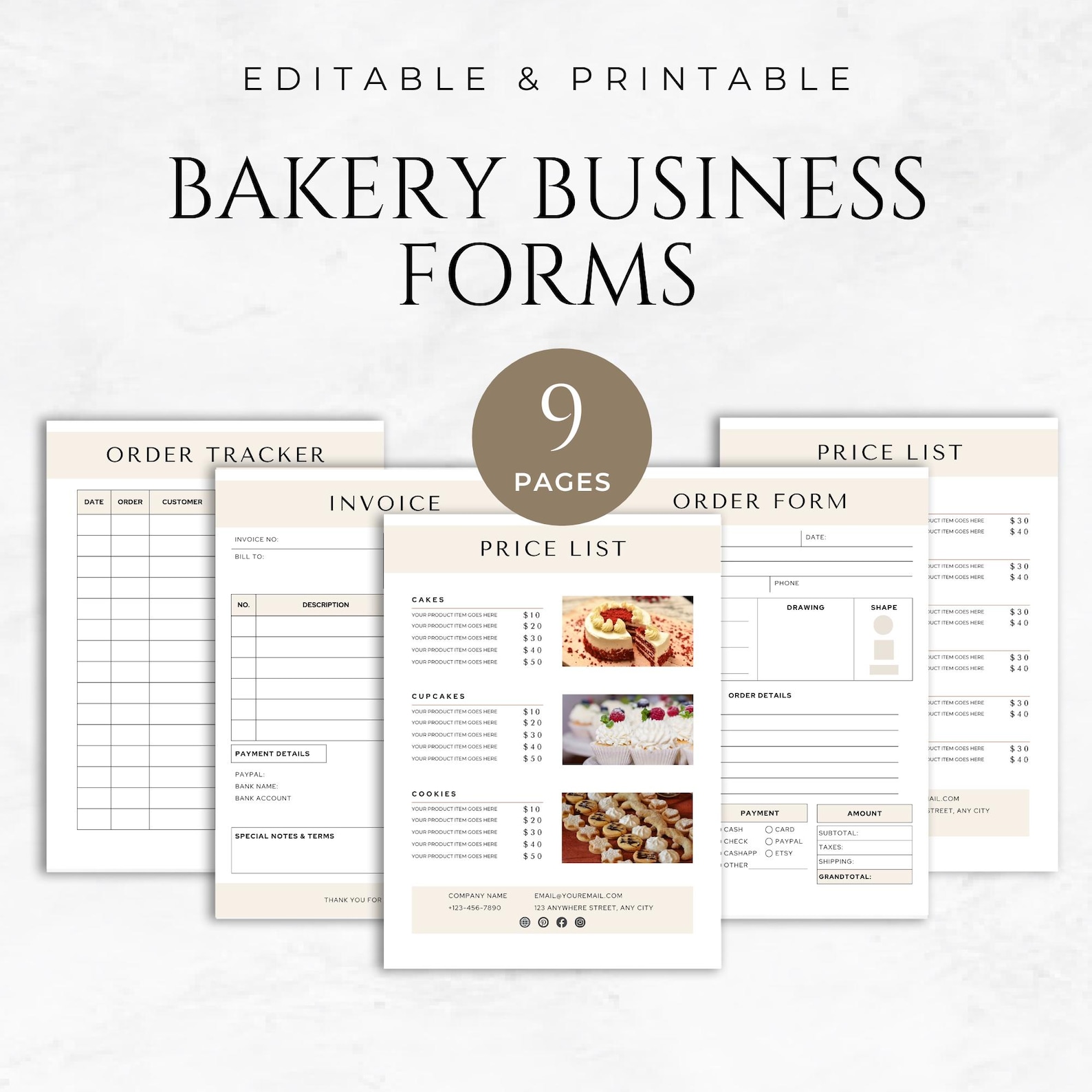 Bakery Business Forms Template Printable Bakery Order Form Bakery Order ...