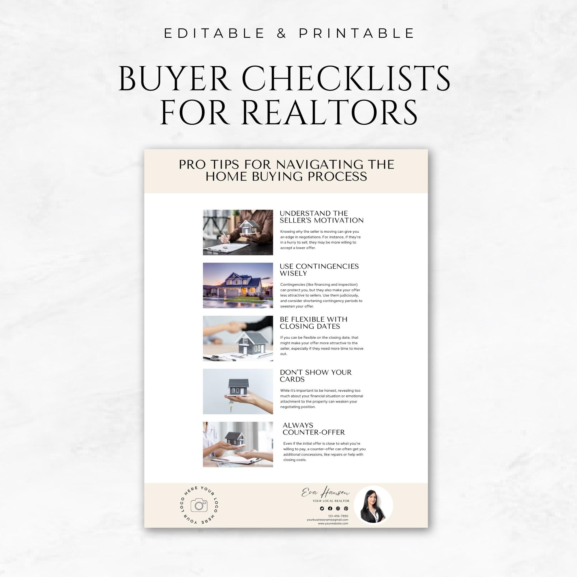 Buyer Checklist for Realtors Template Home Buying Guide Real Estate ...