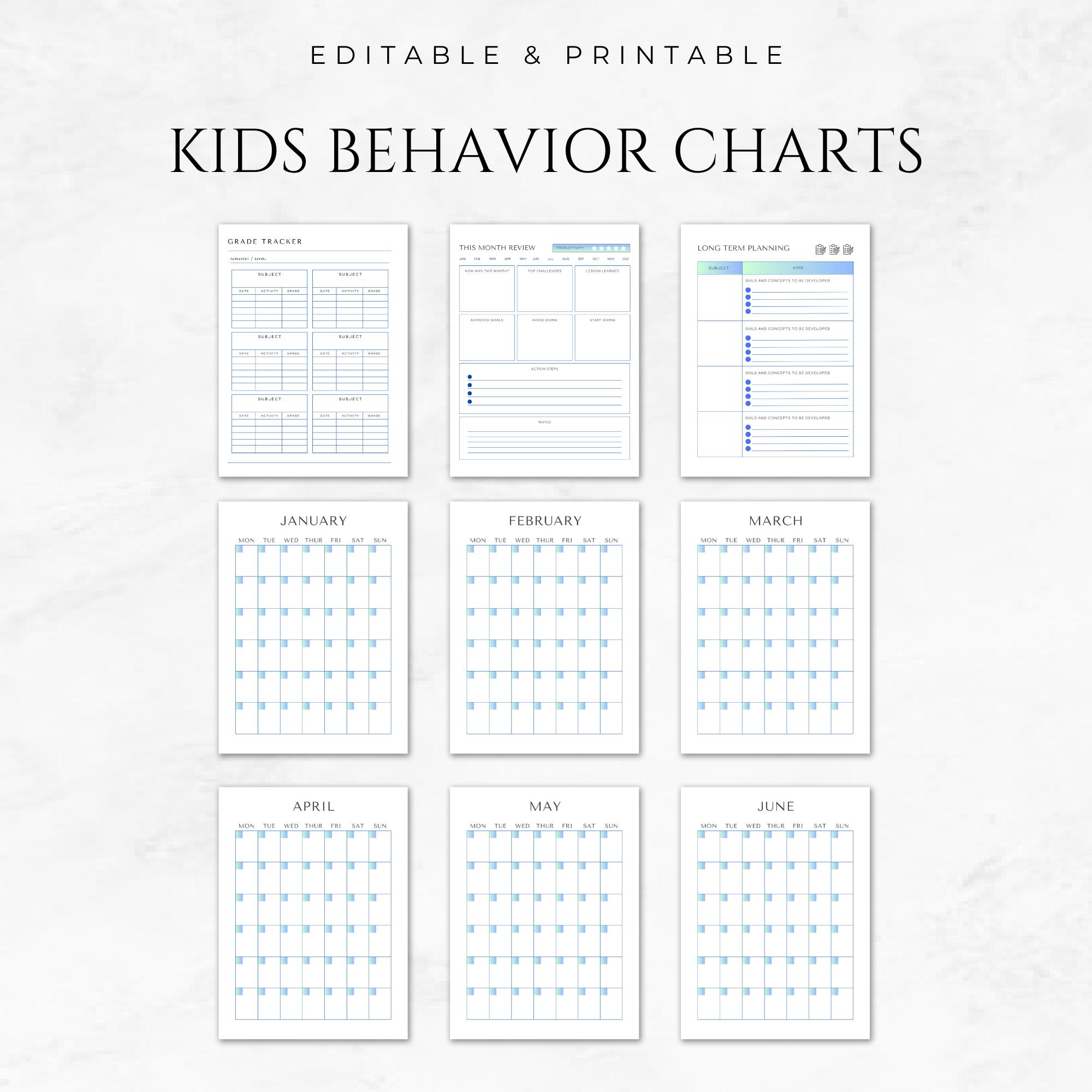 Kids Behavior Chart Templates Printable Behavior Checklist Reward Chart ...
