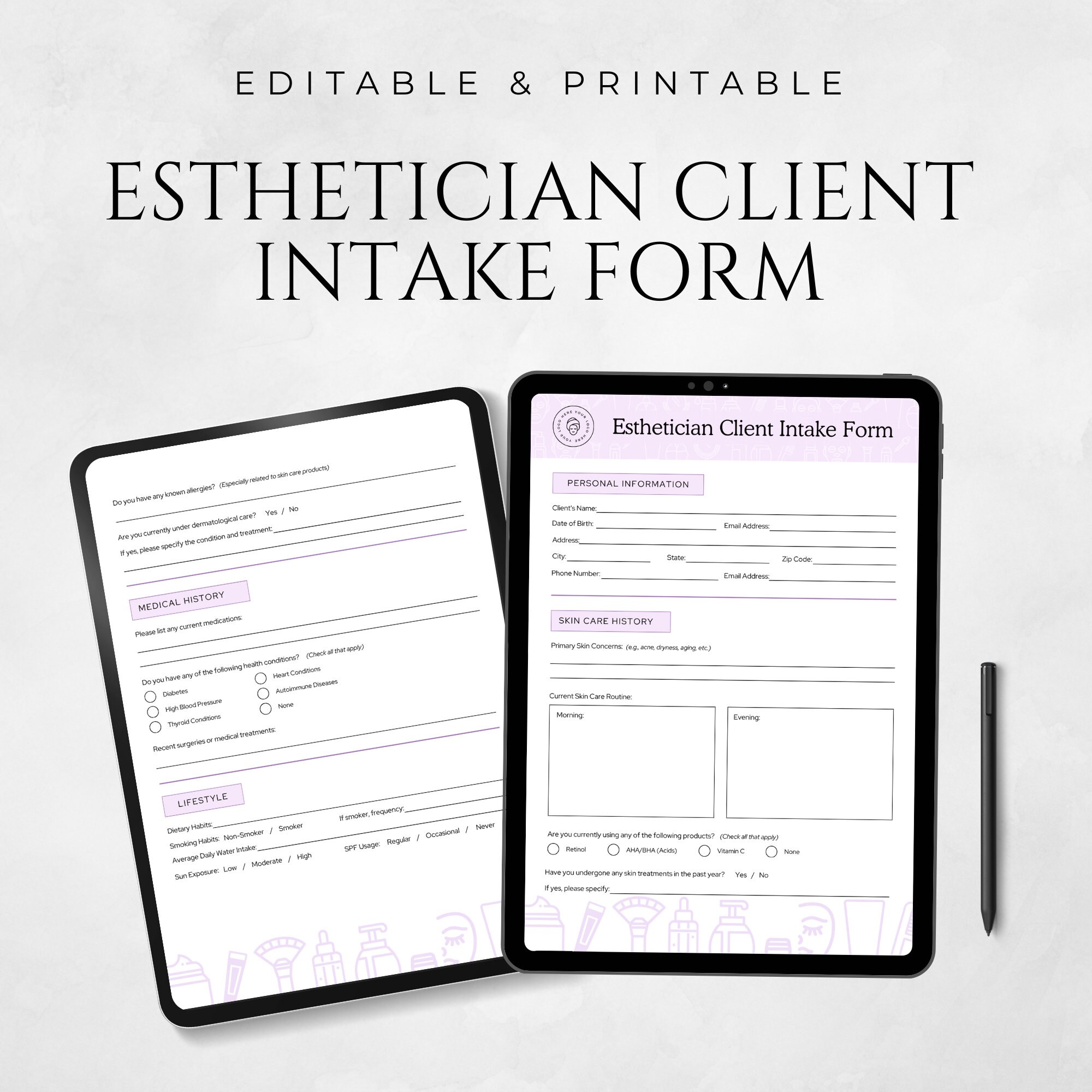 Esthetician Forms Estheticians Client Intake Form Esthetician Forms