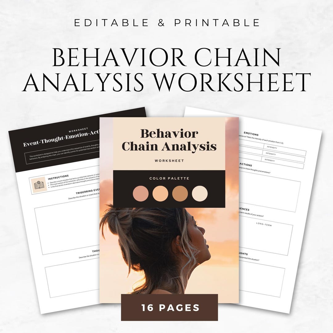 Behavior Chain Analysis Worksheet Template Printable DBT Worksheet ...