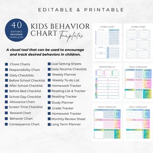 Kids Behavior Chart Templates Printable Behavior Checklist Reward Chart ...