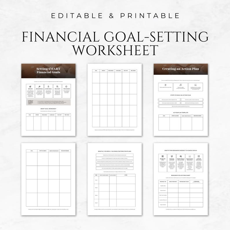 Financial Goal-setting Worksheet Template Printable Money Management ...