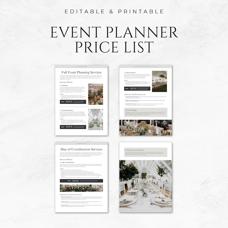 Event Planner Price List Template Printable Event Packages Template ...