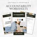 Accountability Worksheets Template Productivity Planner Daily Task ...