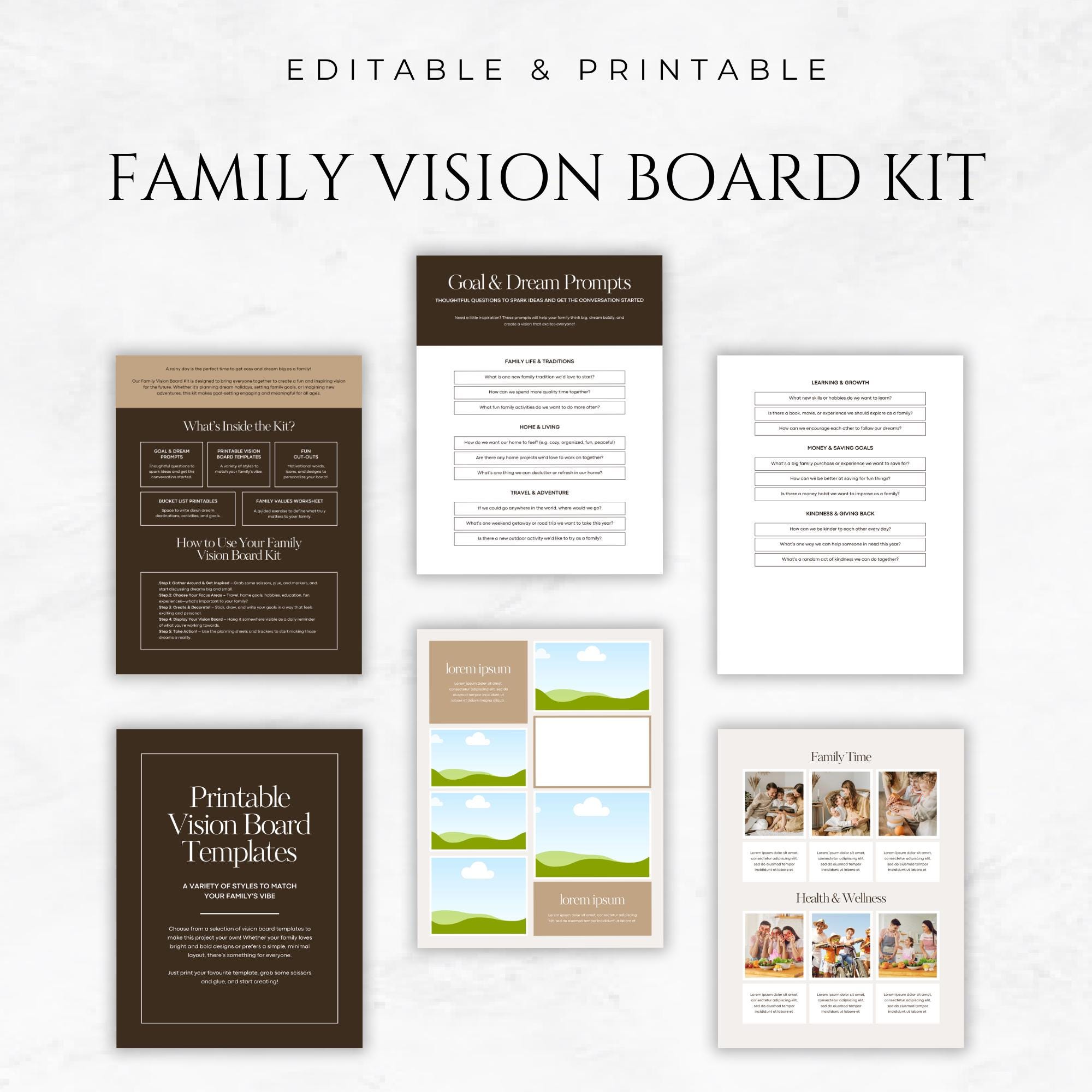 Family Vision Board Kit Template Printable Dream Manifestation Board ...