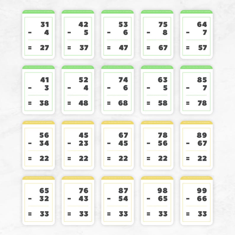 Subtraction Flash Cards Template Printable Math Flash Cards Math ...