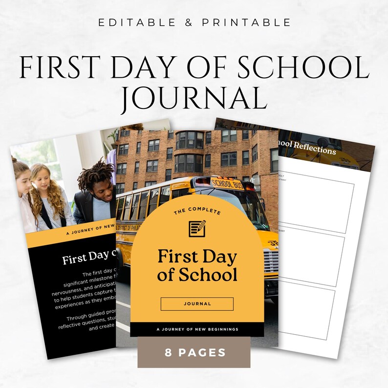 First Day of School Journal Template Back to School Keepsake School ...
