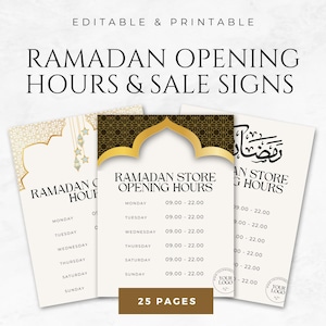 Ramadan Store Opening Hours Template Ramadan Sale Signs Template Eid ...