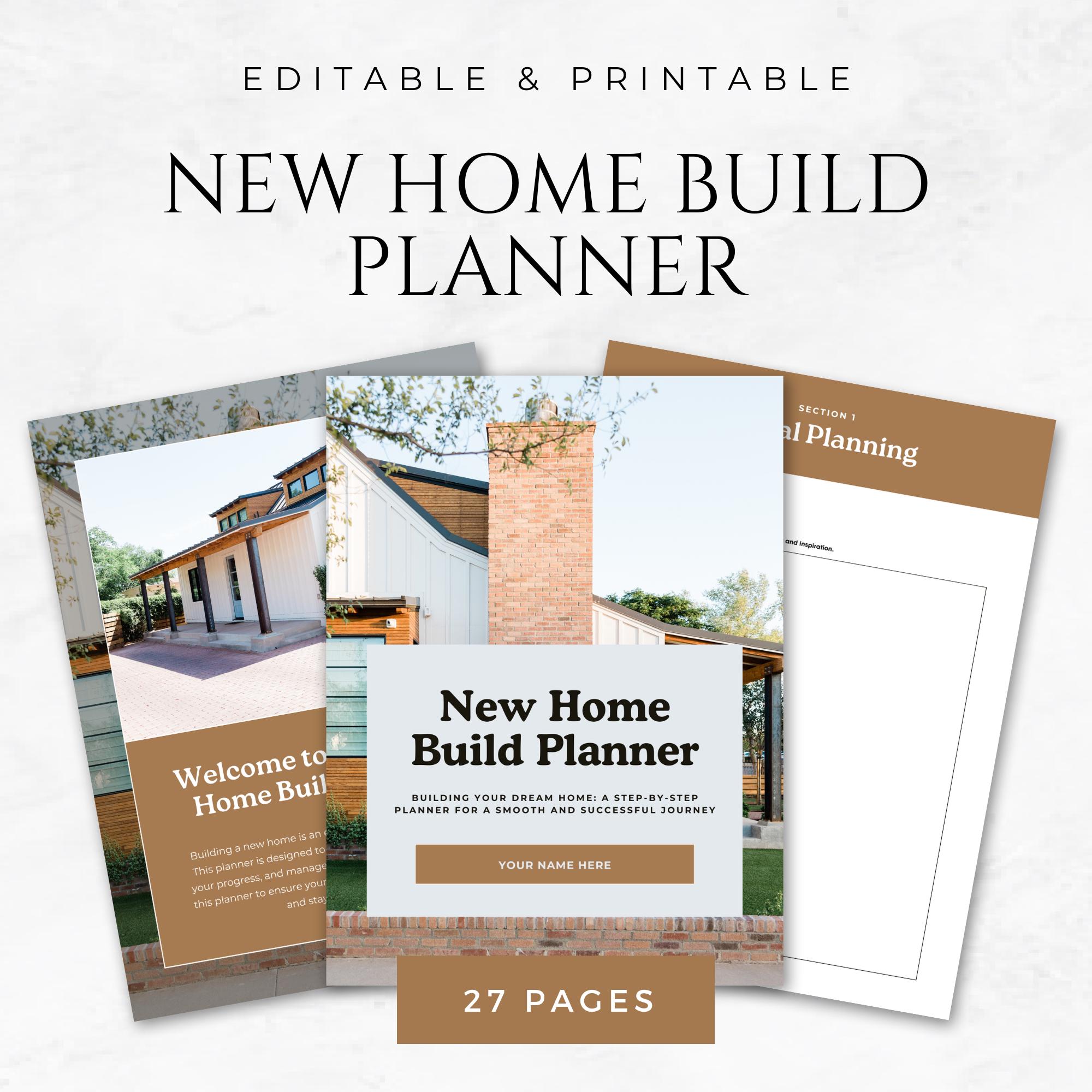New Home Build Planner Template Editable Construction Budget Planner ...
