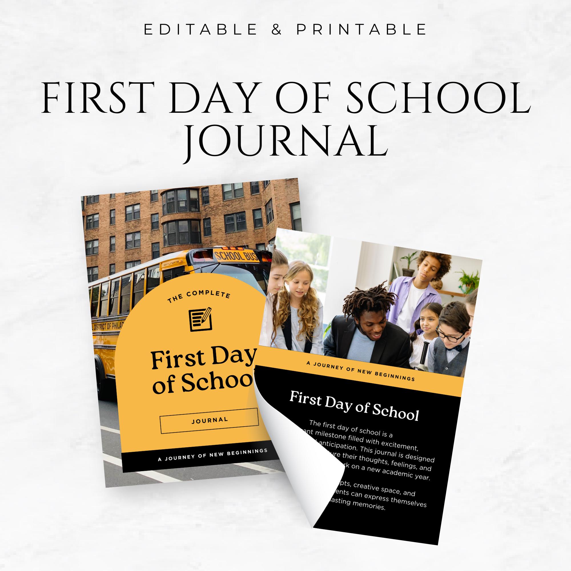 First Day of School Journal Template Back to School Keepsake School ...