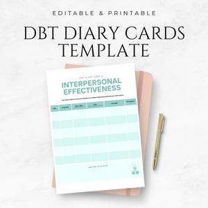 DBT Diary Cards Canva Template – Printable & Editable Dialectical Behavior Therapy Tracker DBT ...