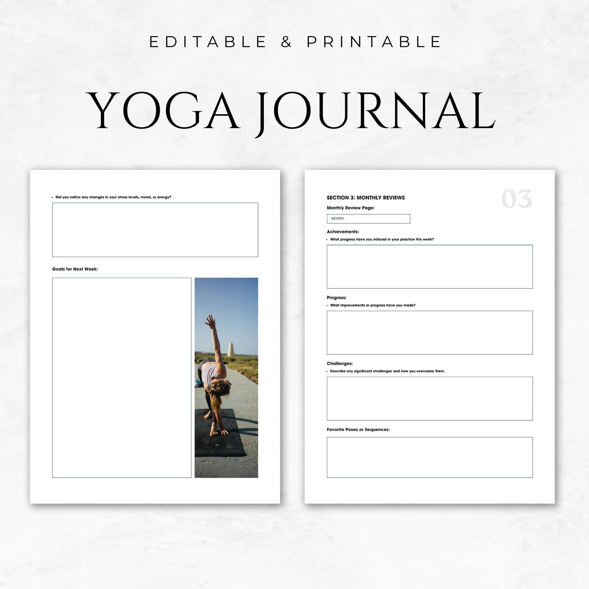 Yoga Journal Template Printable Yoga Planner Canva Yoga Practice Log ...
