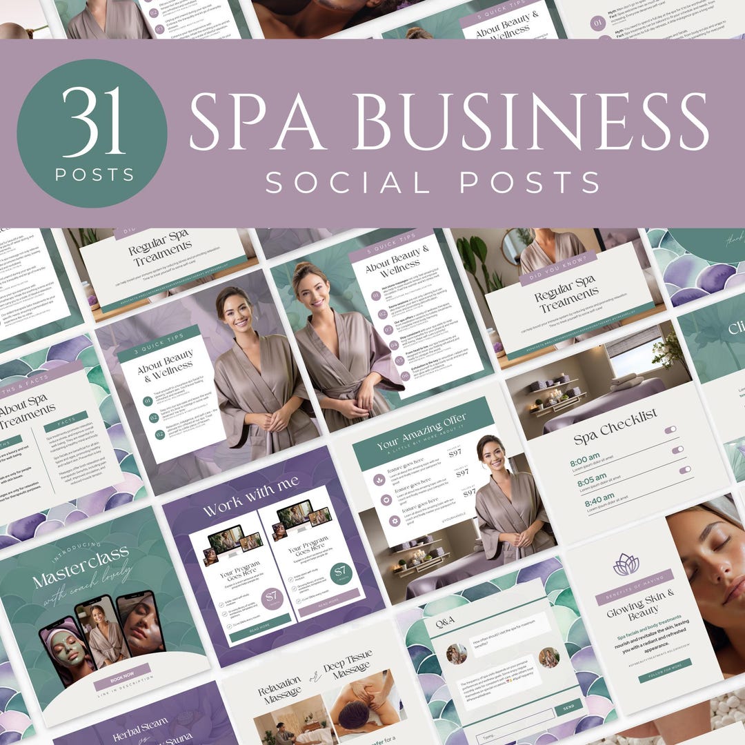 Spa Business Owner Instagram Posts Templates Spa Business Social Posts ...