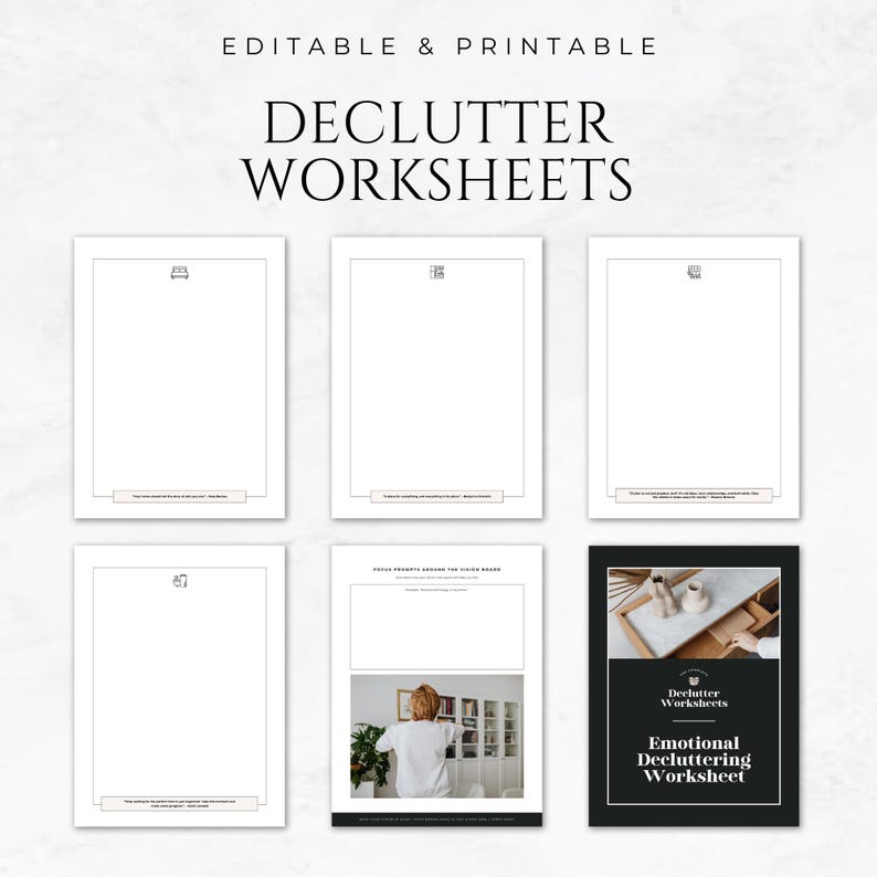 Declutter Worksheets Template Printable Home Organization Planner ...