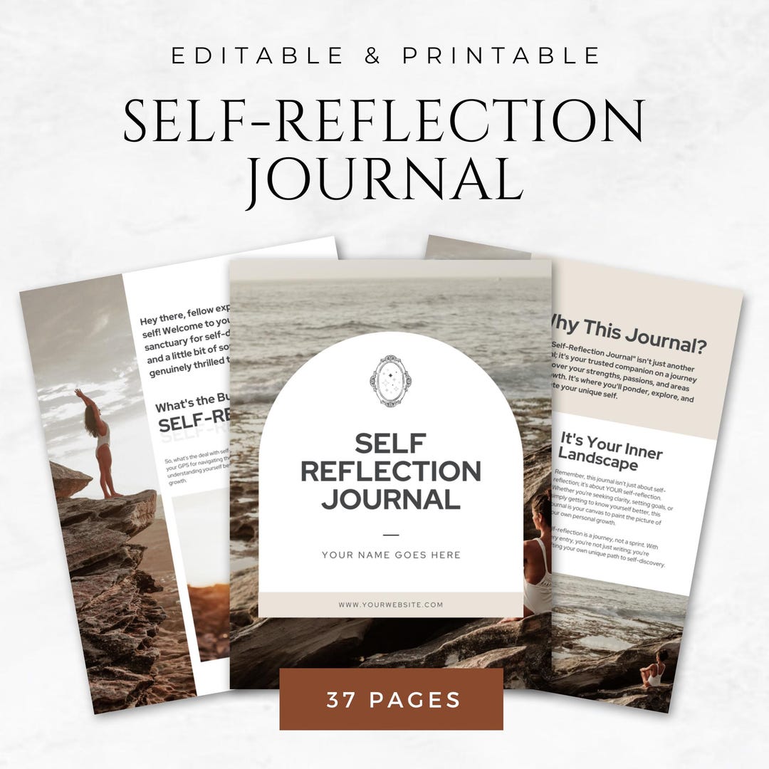 Self Reflection Journal Template Canva Mindfulness Journal Gratitude ...