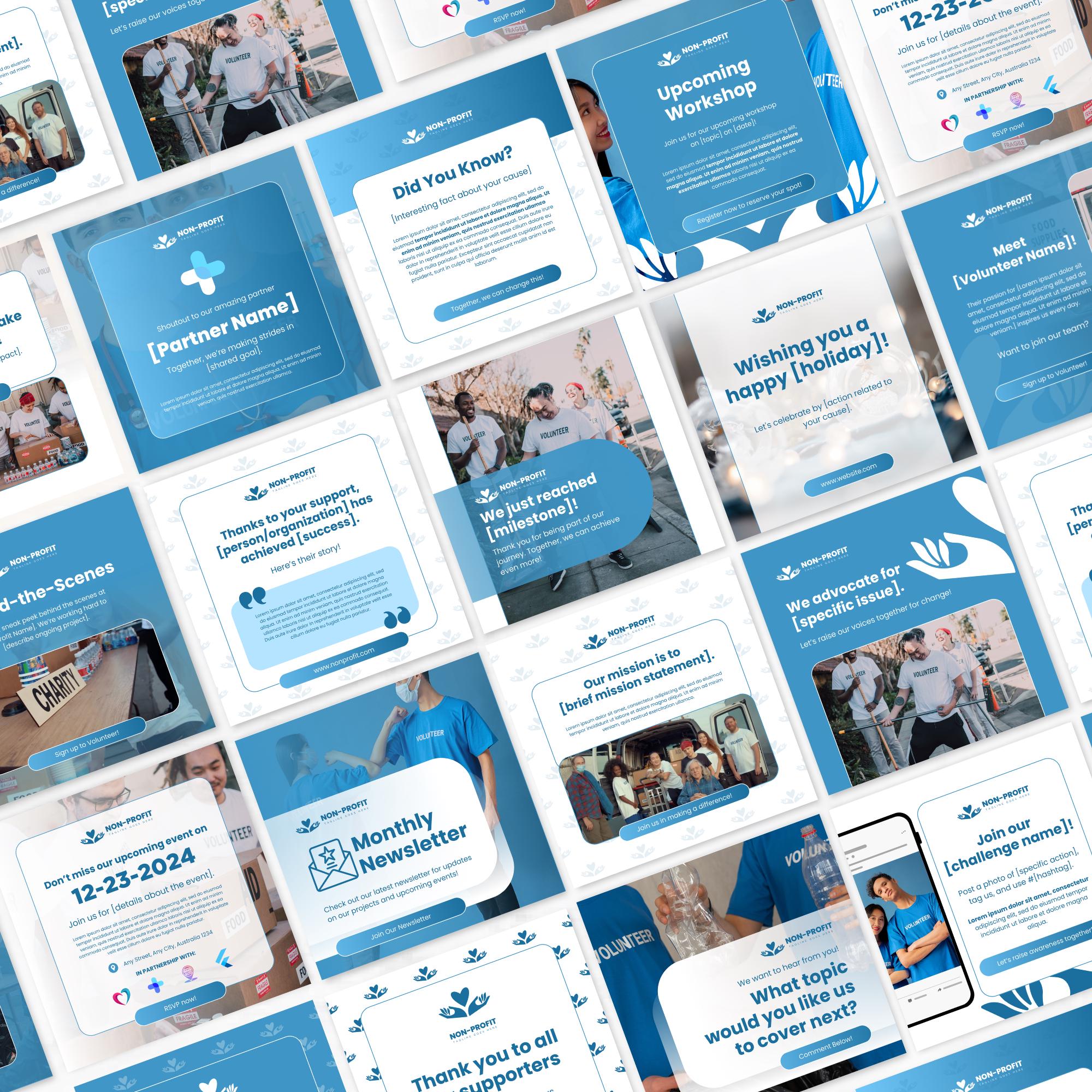 Non-profit Social Media Posts Template Instagram Templates for ...