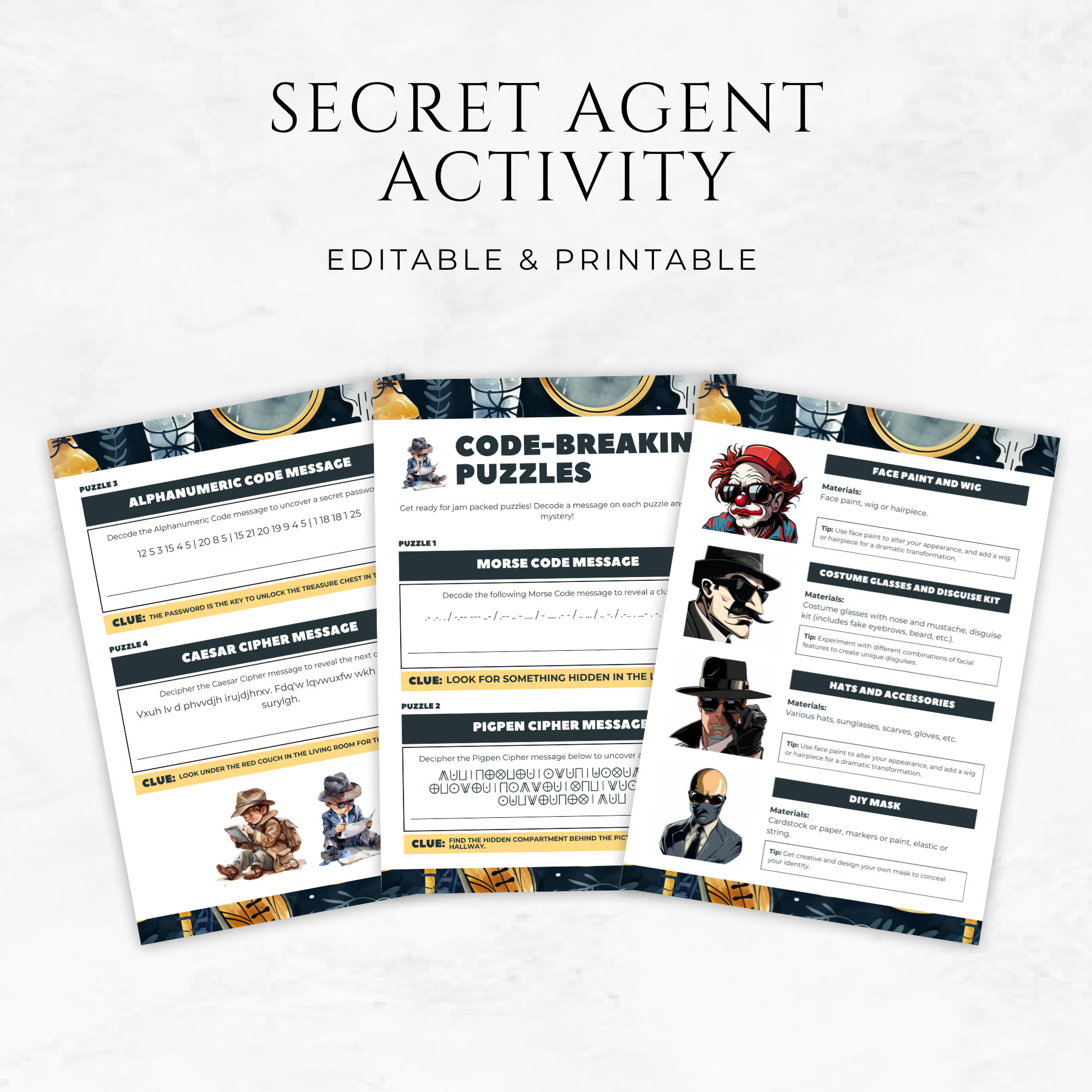 Spy Games for Kids Printable Secret Agent Activities for Kids Spy Game ...