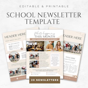 Newsletter Templates for School Printable School Newsletter Canva ...
