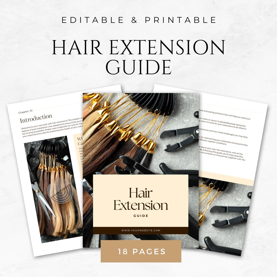 Hair Extension Guide Template Printable Hair Extension Care Guide Hair ...